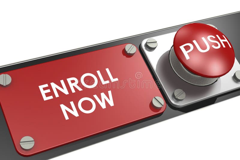 Red Button with Enroll Now Banner on the Side Stock Illustration ...