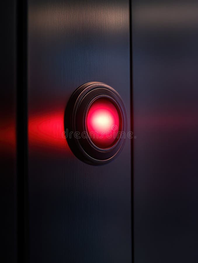 Red Button with a Glowing Center Stock Image - Image of protection ...