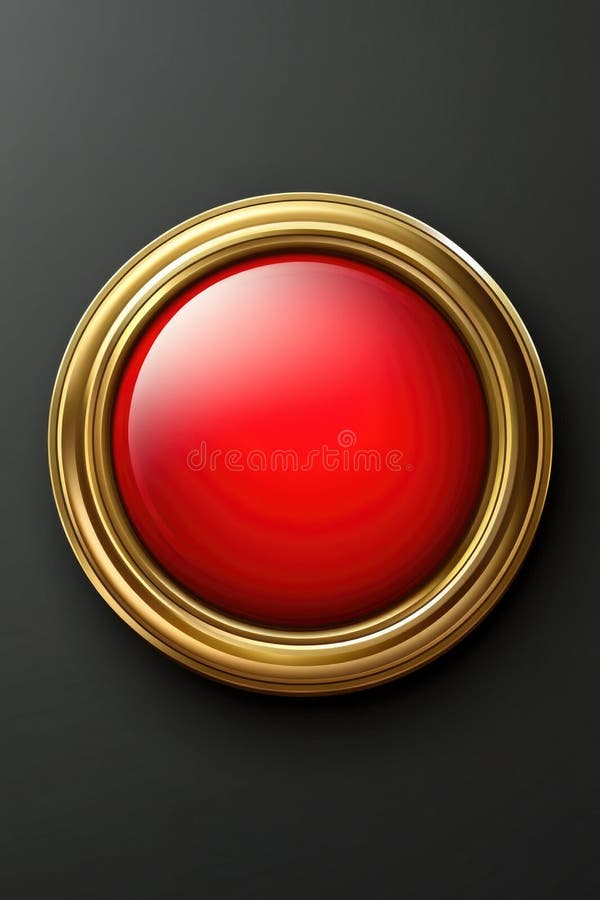 Red Button with Gold Frame on Black Stock Photo - Image of grabbing ...