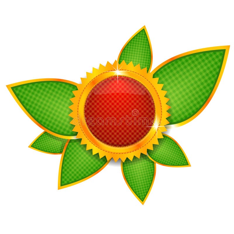 Red Button with Green Leaves Stock Vector - Illustration of button ...