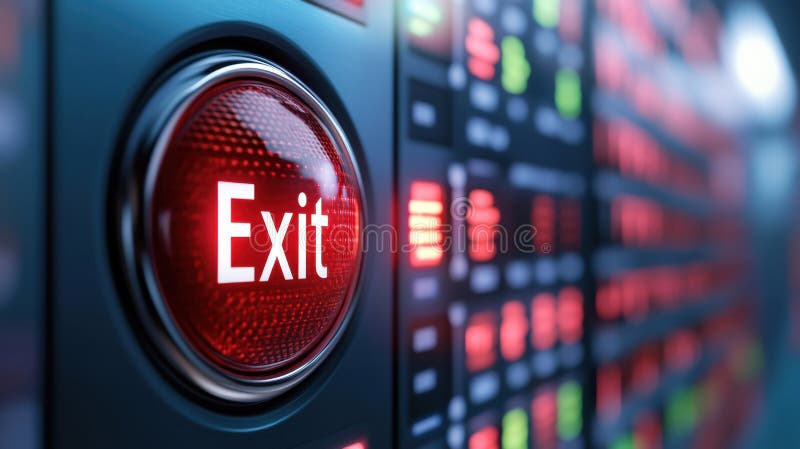 A Red Button with a Green Light on it that Says Exit, AI Stock Image ...