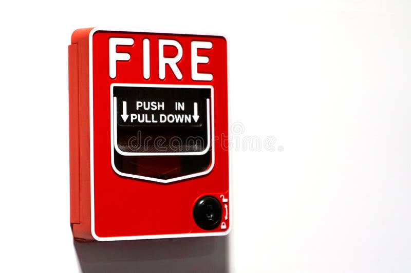 Red Button Warning Light Flasher Fire Alarm on the Wall Stock Image ...