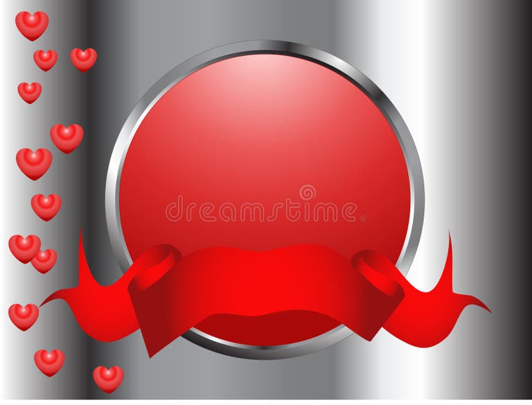 Red button with hearts stock vector. Illustration of decoration - 4137680