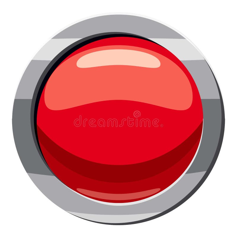 Red Button Icon, Cartoon Style Stock Illustration - Illustration of ...