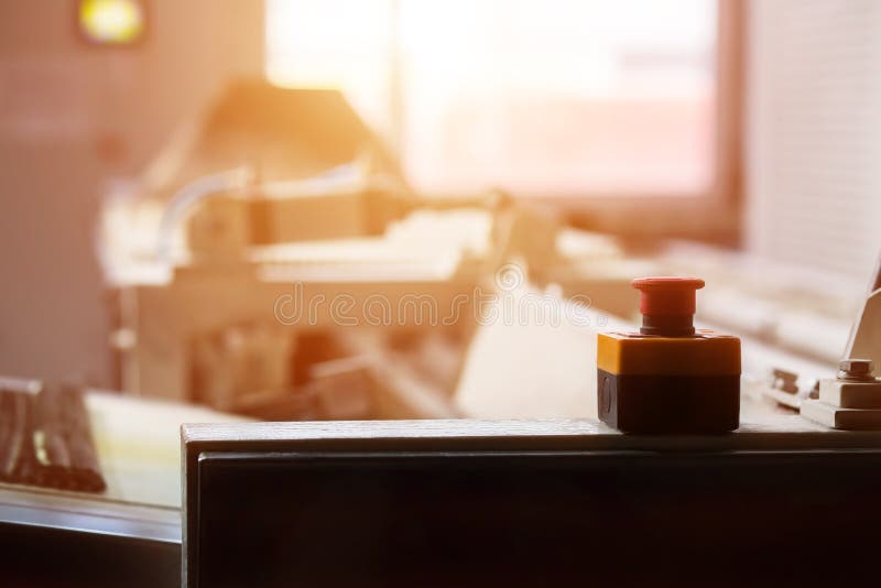 Red Button on Industrial Machine. Stock Image - Image of factory ...