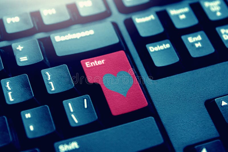 Red Button on the Keyboard with a Heart Stock Image - Image of love ...