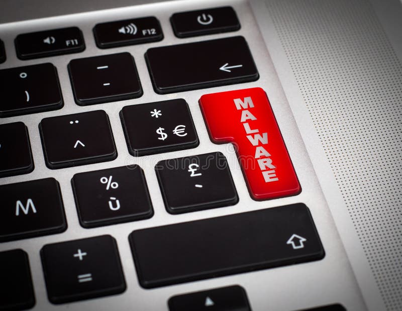 Red Button with Malware Word on the Keyboard Close-up. Stock Image ...