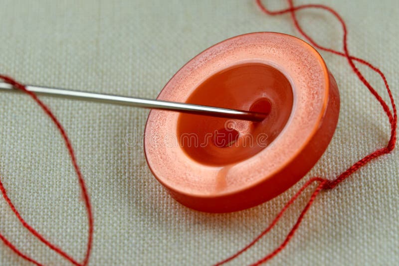 Red button with a needle stock photo. Image of concept - 236208840
