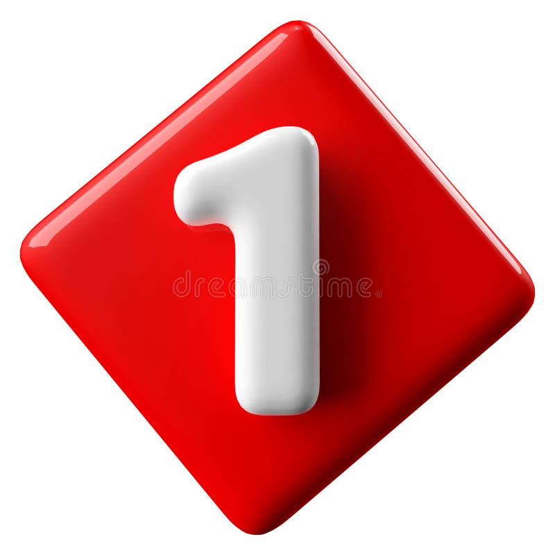 Red Button 3D Number 1 stock illustration. Illustration of digit ...