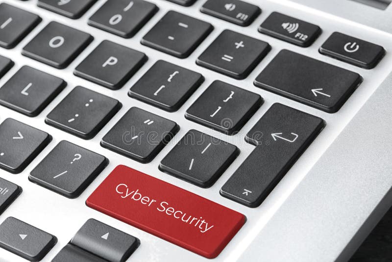 Red Button with Phrase Cyber Security on Keyboard, Closeup View Stock ...