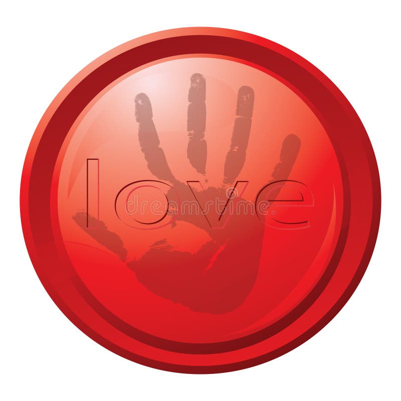 Red Button with a Print of a Hand Stock Vector - Illustration of ...