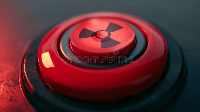 Red Button with Radioactive Symbol Stock Photo - Image of attention ...