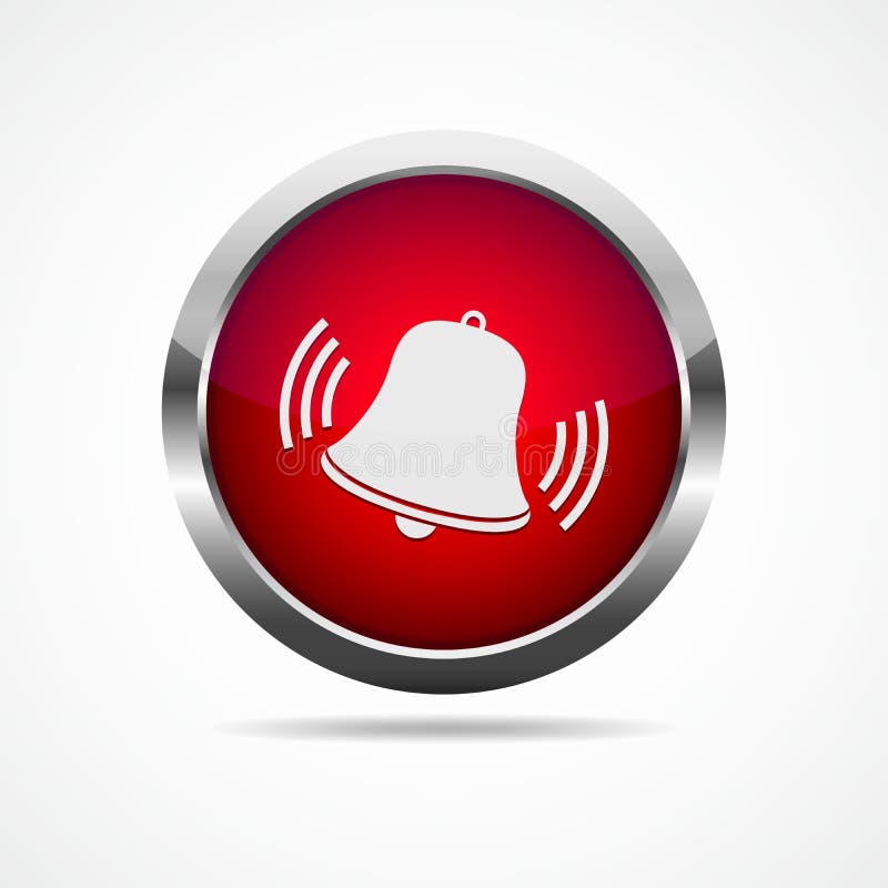 Red Button with Ringing Bell. Vector Illustration. Stock Illustration ...