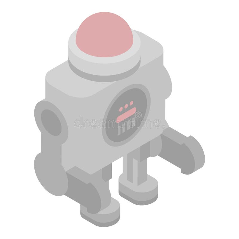 Red Button Robot Icon, Isometric Style Stock Vector - Illustration of ...