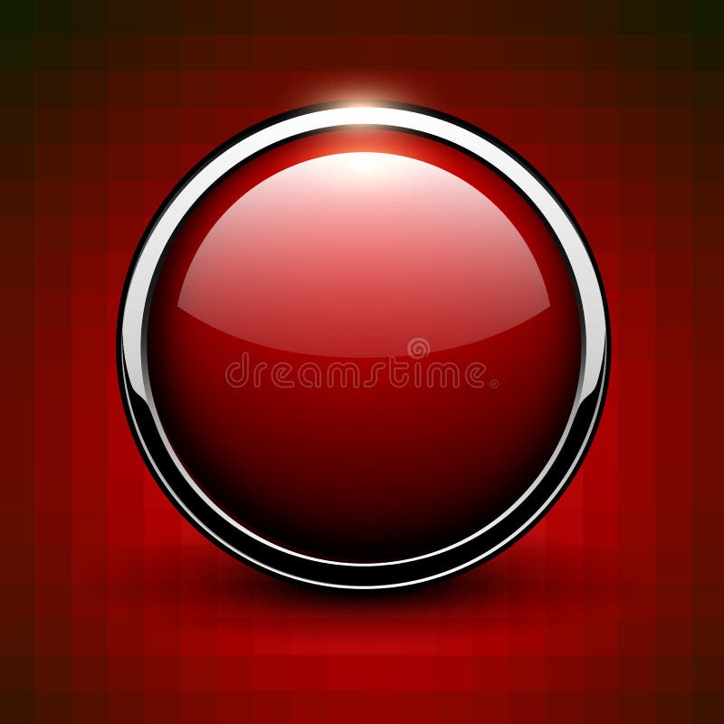 Red button shiny metallic stock vector. Illustration of chrome - 99100214