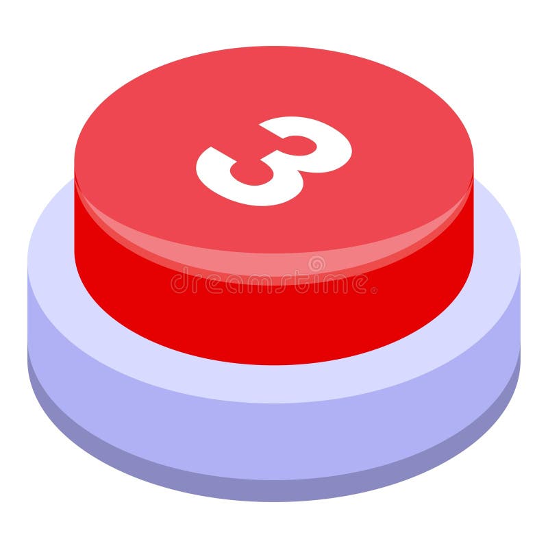 Red Button Showing Number Three Rendering Stock Illustration ...