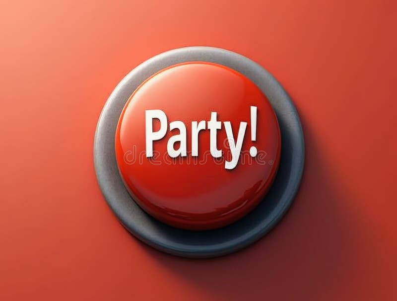 Red Button Showing Party Sign is Waiting To Be Pressed Stock ...