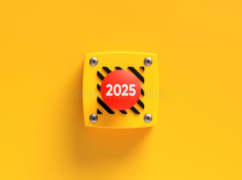 Red Button Showing Year 2025 on Yellow Background Stock Illustration ...