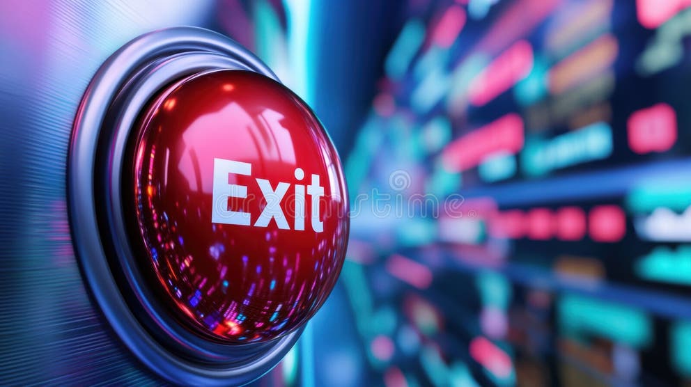 A Red Button with a Sign that Says Exit on it, AI Stock Photo - Image ...