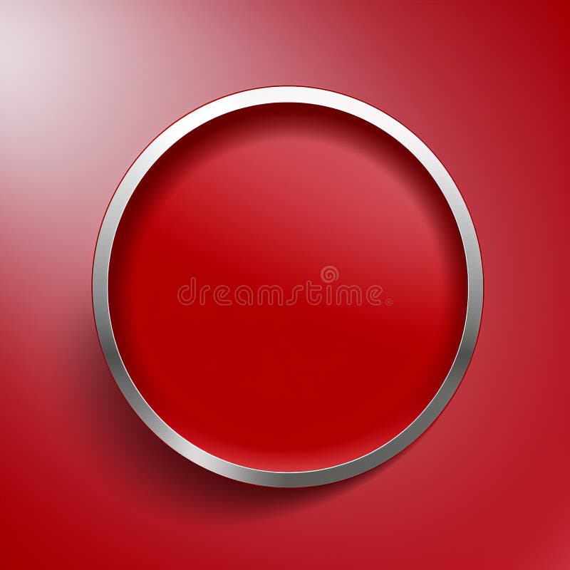 A Red Button with a Silver Rim on a Red Background Stock Illustration ...
