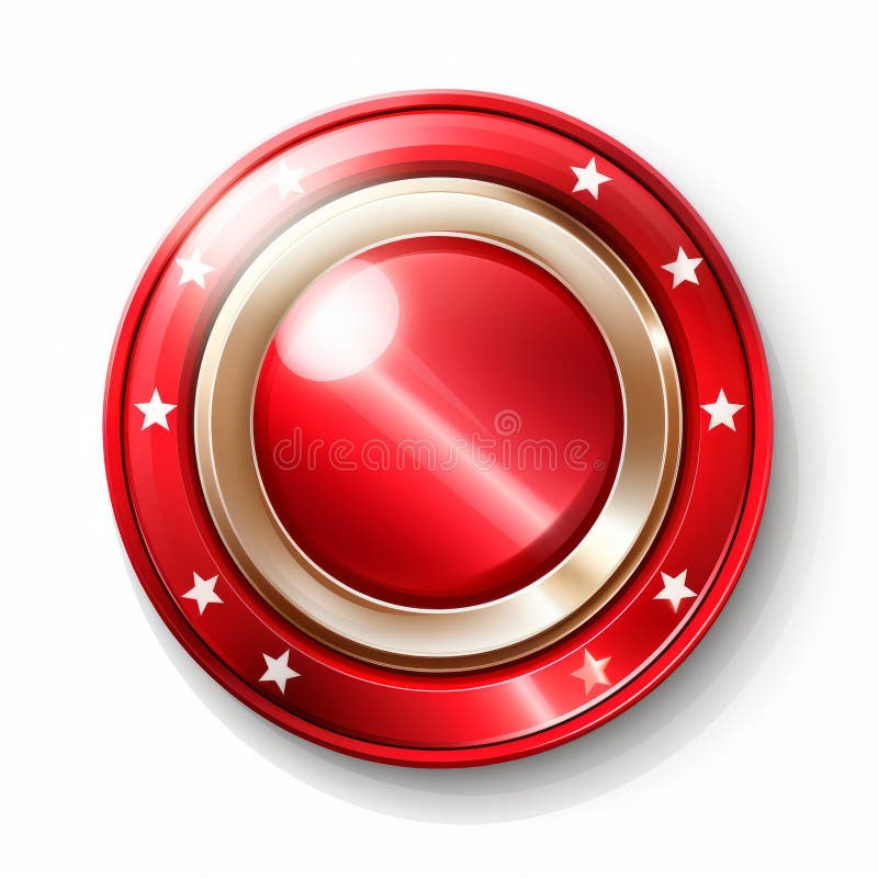 A Red Button with Stars on it Stock Illustration - Illustration of ...