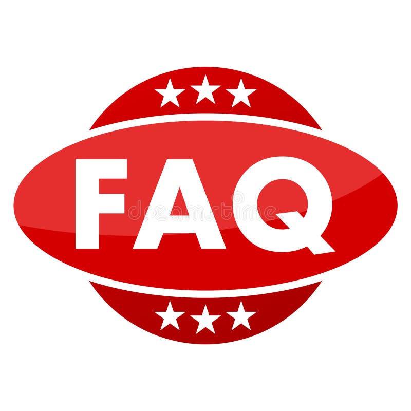Red button with stars FAQ stock vector. Illustration of frequently ...