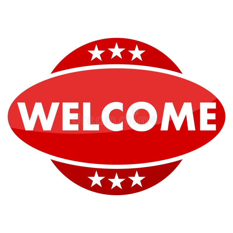 Welcome Icon or Logo, Word Welcome, Color Set with Long Shadow Stock ...