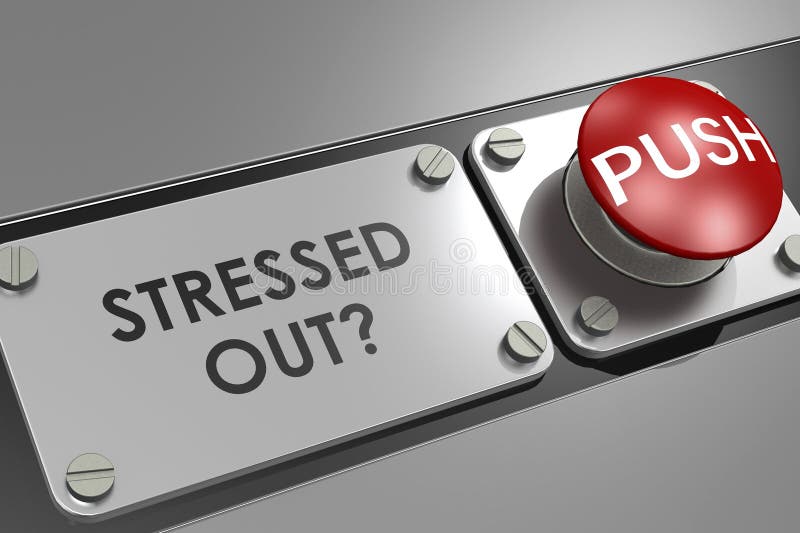 Red Button with Stressed Out Banner on the Side Stock Illustration ...