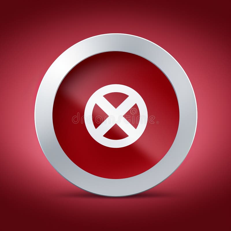 A Red Button with an X Symbol on it Stock Illustration - Illustration ...