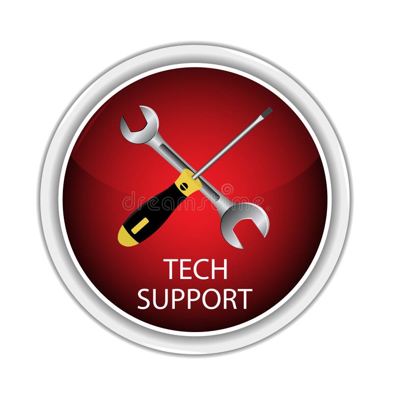Red Button Technical Support. Wrench and Screwdriver Stock Vector ...