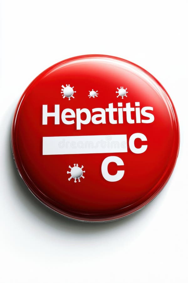 Red Button with Text and Virus Symbols Promoting Awareness of Hepatitis ...