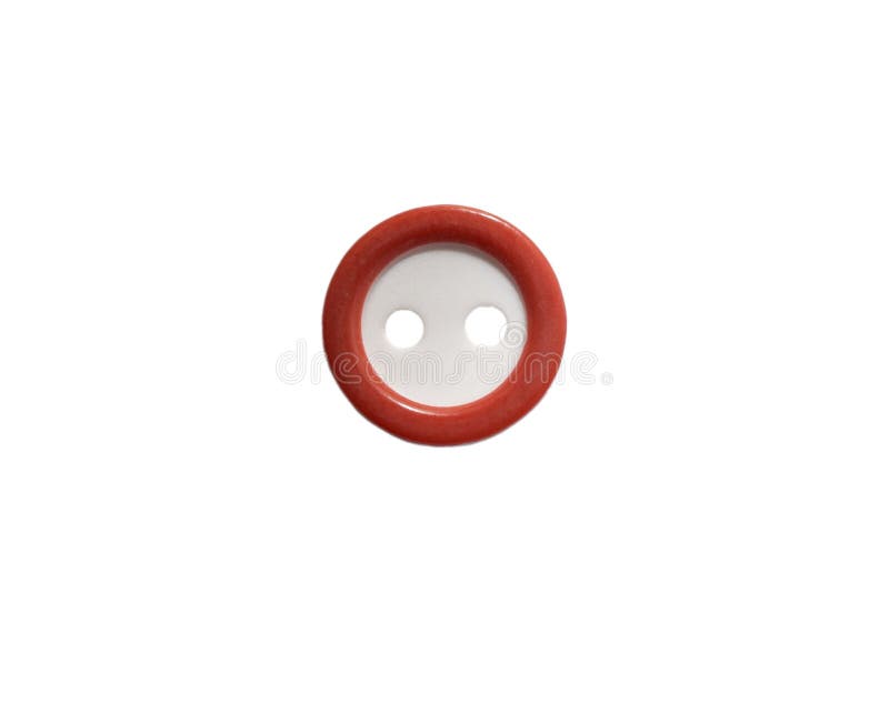 Red Button with Two Holes Close-up Isolated on White Background Stock ...