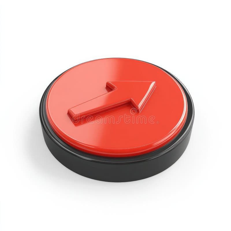 Red Round Button with Up Arrow: 3D Render Stock Illustration ...