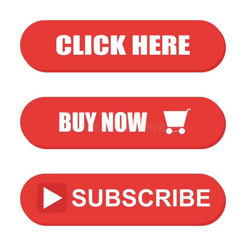 Red Button Vector Set, Subscribe, Click Here, Buy Now Stock Vector ...