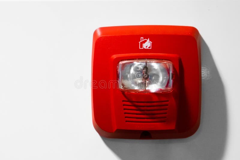 Red Button Warning Light Flasher Fire Alarm on the Wall Stock Image ...