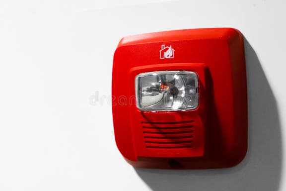 Red Button Warning Light Flasher Fire Alarm on the Wall Stock Image ...