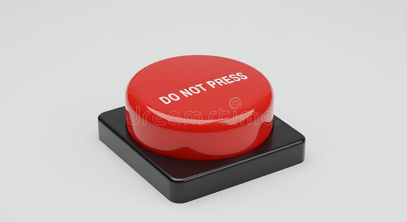 Red Button with Warning Message on Gray Background Stock Photo - Image ...