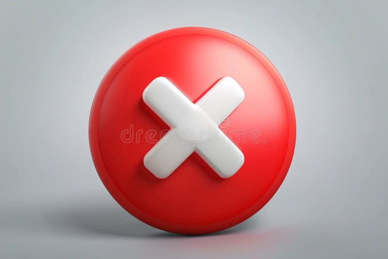 A Red Button with a White Cross Indicates an Incorrect Answer Stop and ...