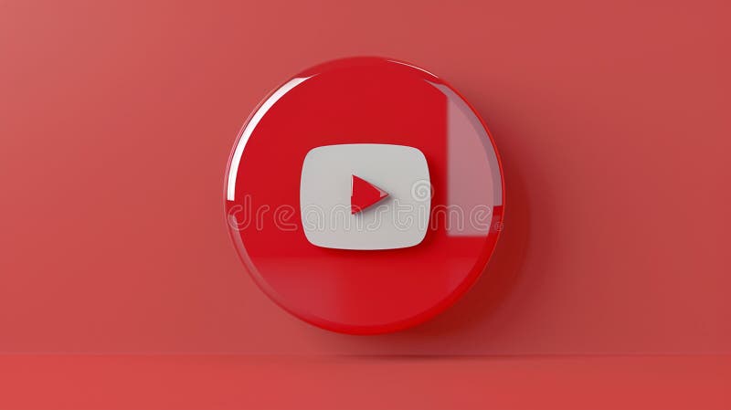 A Red Button with a White Youtube Logo on it Stock Illustration ...