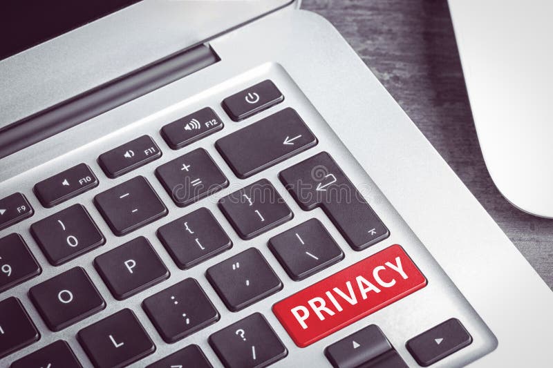 Red Button with Word Privacy on Laptop Keyboard, Closeup Stock Photo ...
