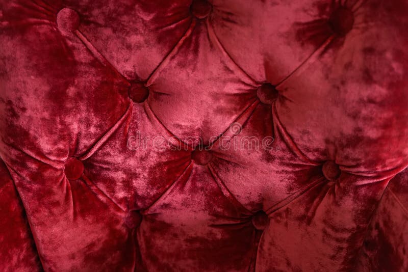 Red Buttoned Velvet Couch Surface Stock Photo - Image of drapery, cover ...
