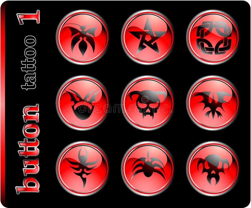 Red Buttons, Different Symbols Stock Vector - Illustration of ornament ...