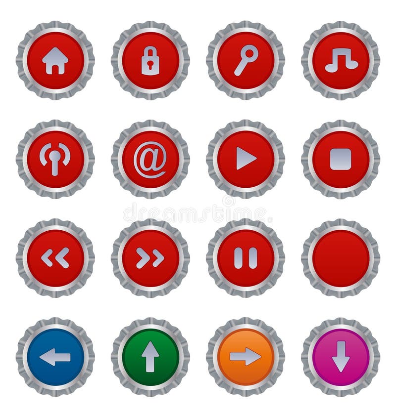 Red buttons or icon set stock vector. Illustration of design - 12864127