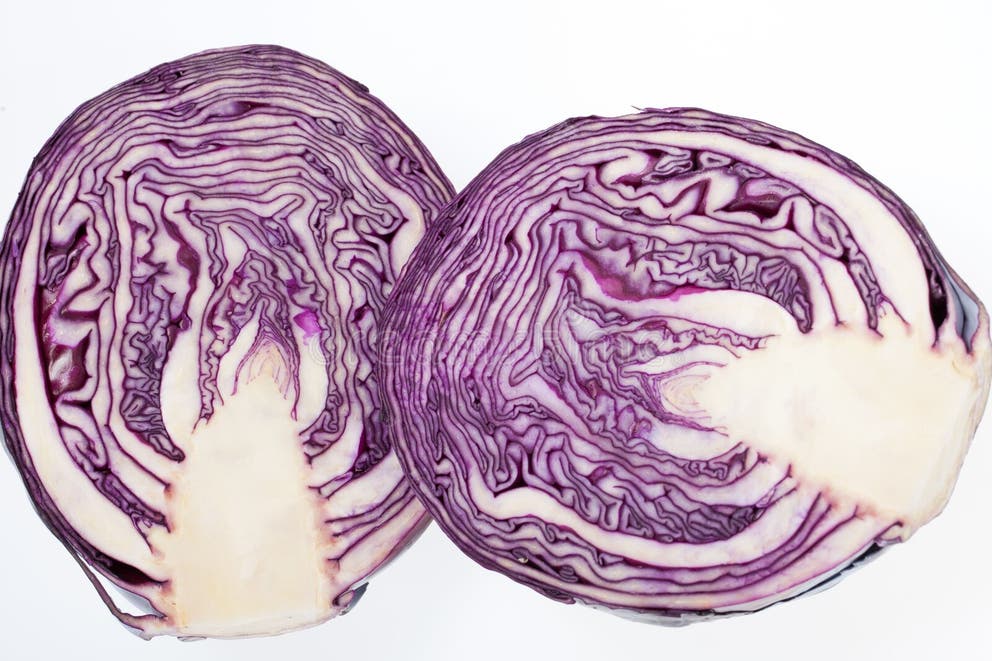 Red Cabbage Cross Section on White Background Stock Image - Image of ...