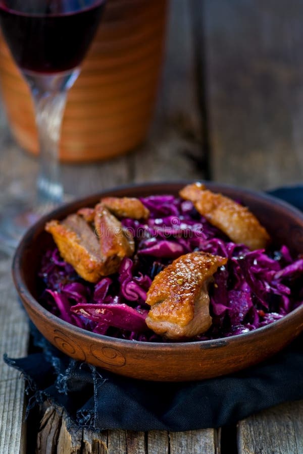 Red Cabbage and Duck Breast Spicy Salad Stock Image - Image of spicy ...
