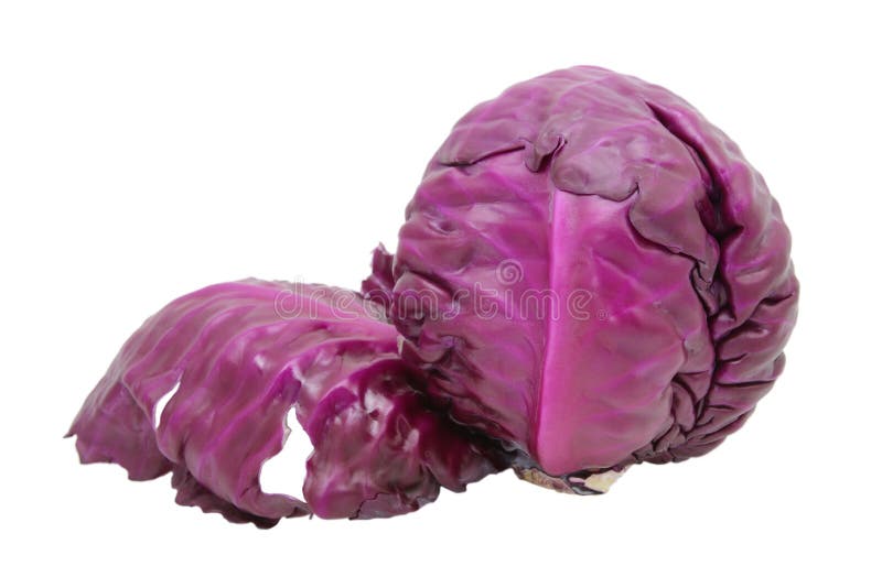 Red Cabbage with a Leaf Peeling Away Stock Photo - Image of isolated ...