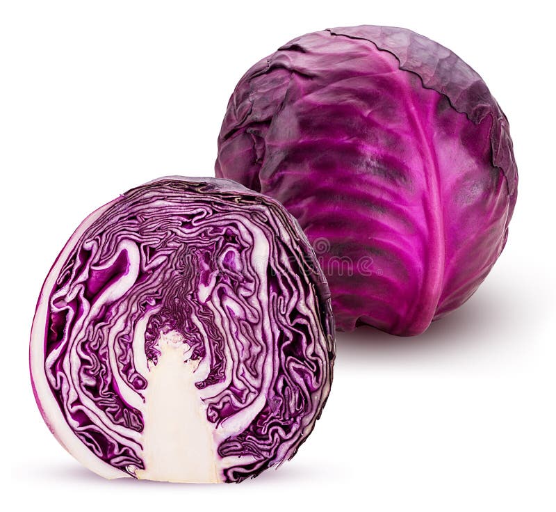 Red Cabbage One Cut in Half and Slice Stock Photo - Image of food ...