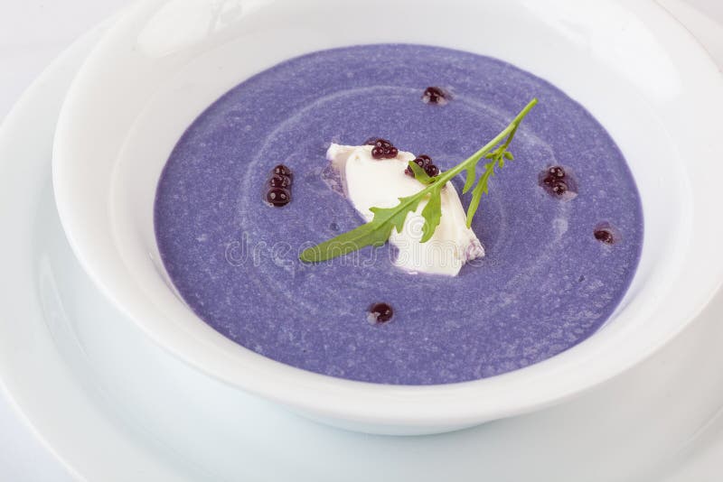 Red cabbage puree soup stock photo. Image of decorations - 81696952