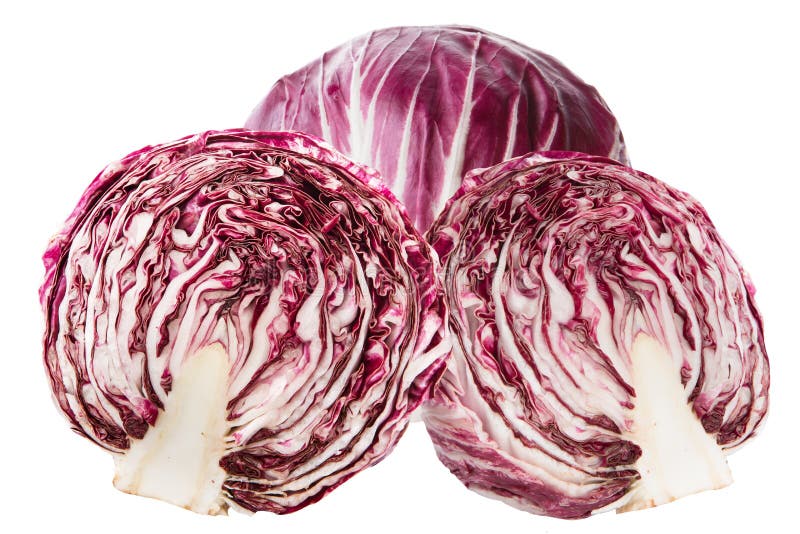 Red Cabbage Radicchio Isolated on White Stock Photo - Image of natural ...