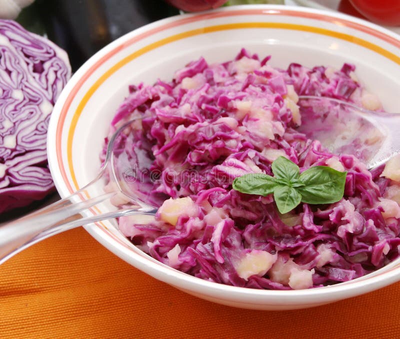 Red Cabbage Salad with Potatoes Stock Image - Image of fresh, potatoes ...